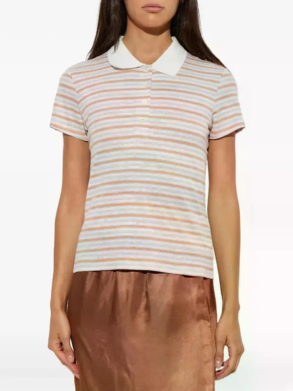 FRAME Striped Short-sleeve Polo Shirt