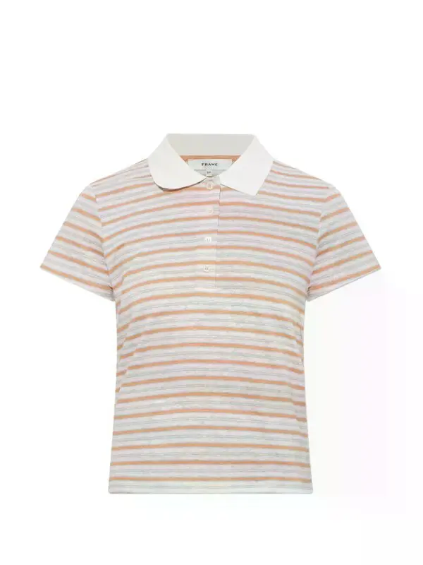 FRAME Striped Short-sleeve Polo Shirt - Neutrals