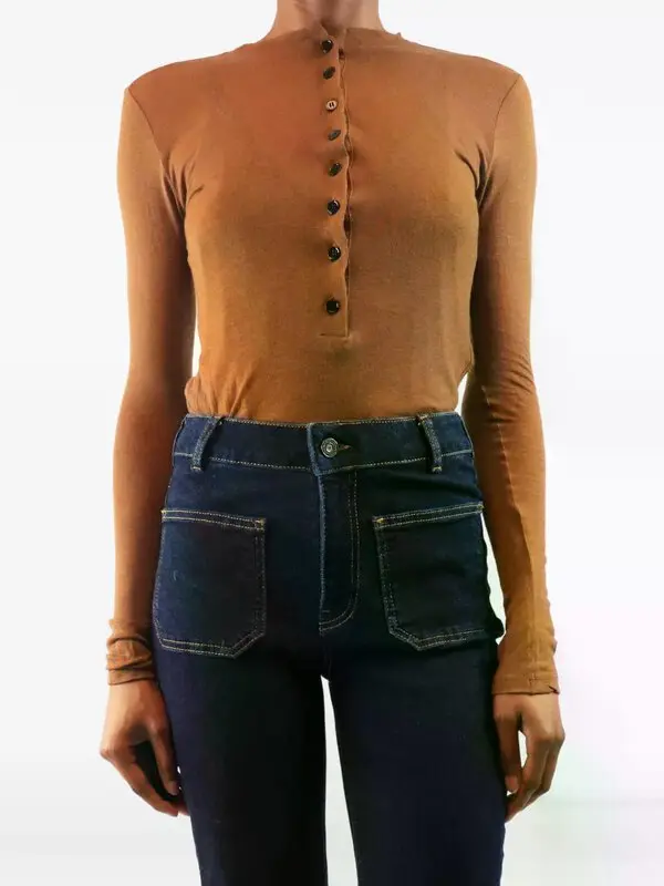 Victoria Beckham Slim Fit Long Sleeve Bodysuit - Blue