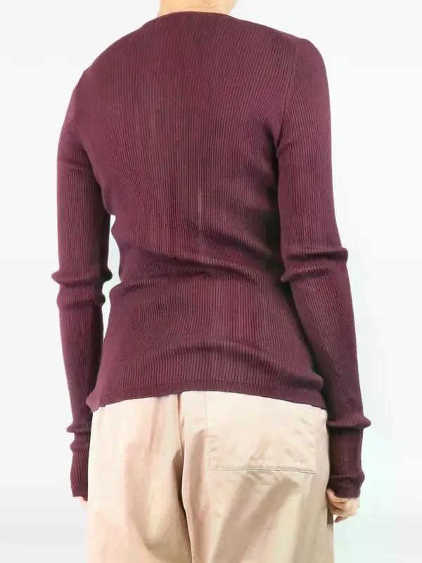 Gabriela Hearst Burgundy Ribbed Knit Sweater