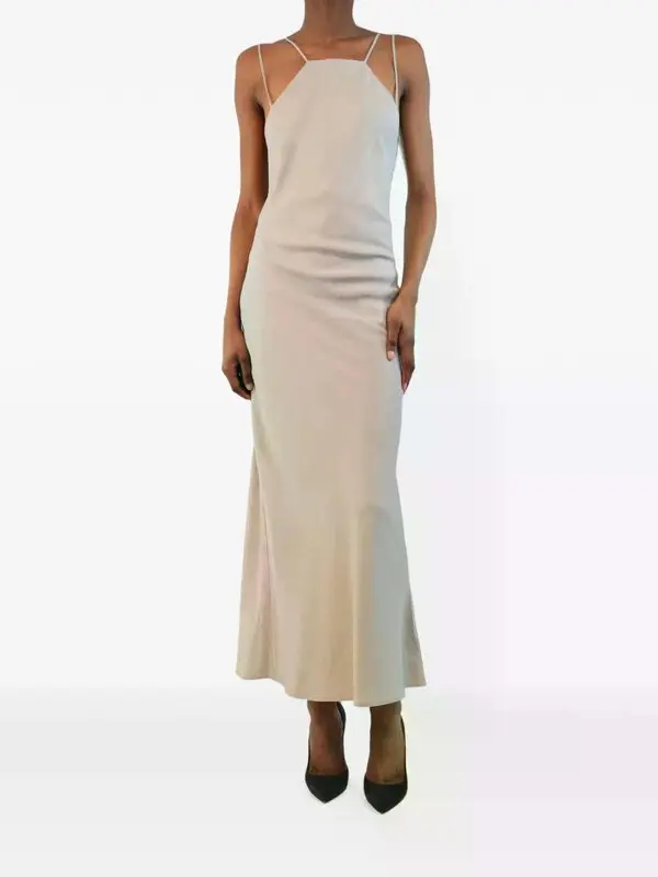 EUDON CHOI Grey Lace-up Midi Dress