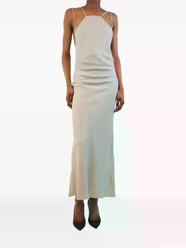 EUDON CHOI Grey Lace-up Midi Dress