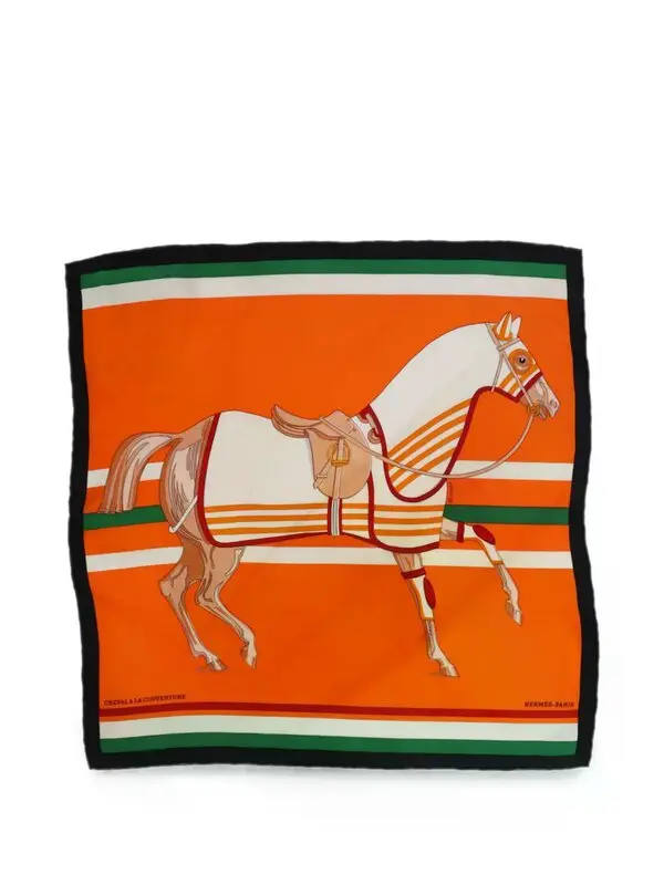 Hermès Cheval A La Couverture Square Scarf - Orange