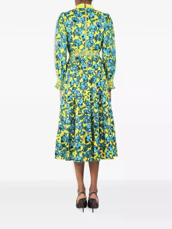 Alice + Olivia Floral Print Tiered Midi Dress