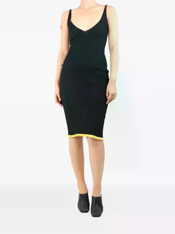 AZ FACTORY Ribbed Lace-trim Midi Dress
