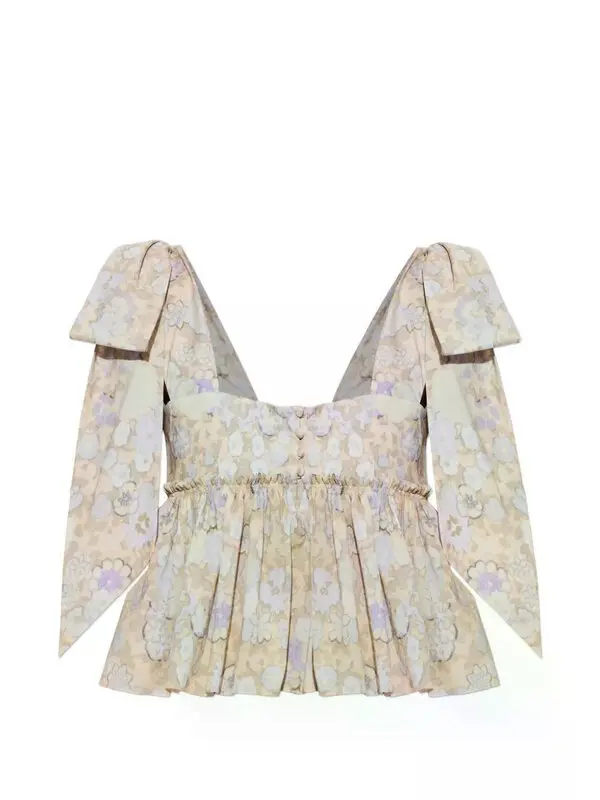 Chloé Sleeveless Floral Print Top - Neutrals