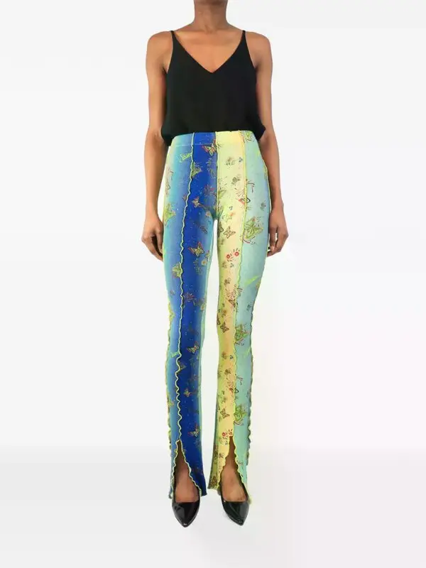 SIEDRES Butterfly Print Lettuce-trim Trousers