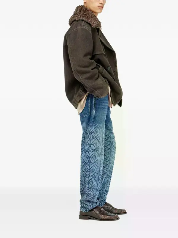 DIESEL® D-macs-s8 Cable-knit Print Jeans - Blue