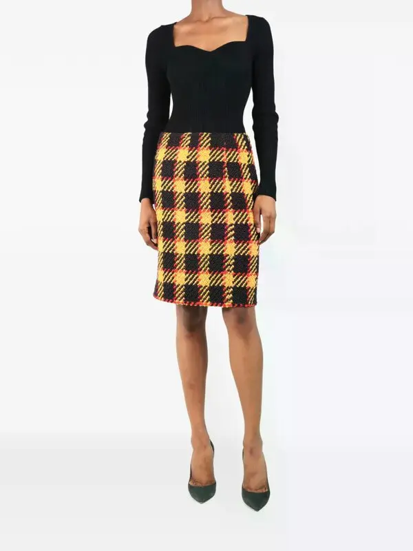 Marni Bouclé Check Pencil Skirt