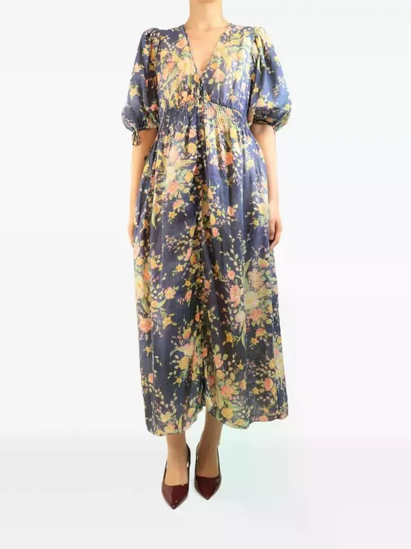 Zimmermann Floral Print Midi Dress - Blue