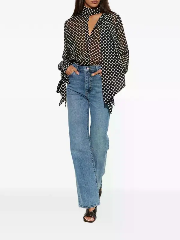 FRAME Polka-dot Pussy-bow Blouse