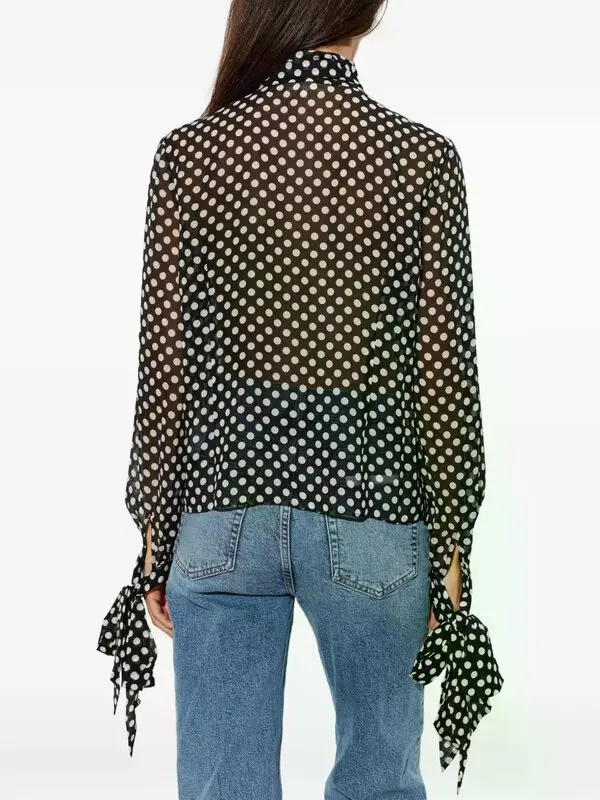 FRAME Polka-dot Pussy-bow Blouse