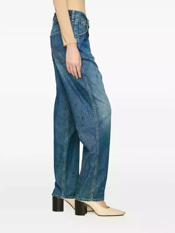 MAISON MARGIELA Paint-splatter Straight-leg Jeans - Blue