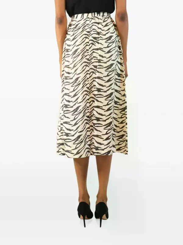 REFORMATION Zebra Print Button-front Midi Skirt