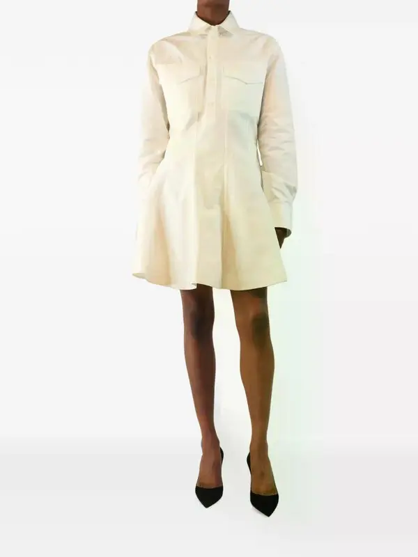 Alaïa Long-sleeve Pleated Mini Dress - Neutrals