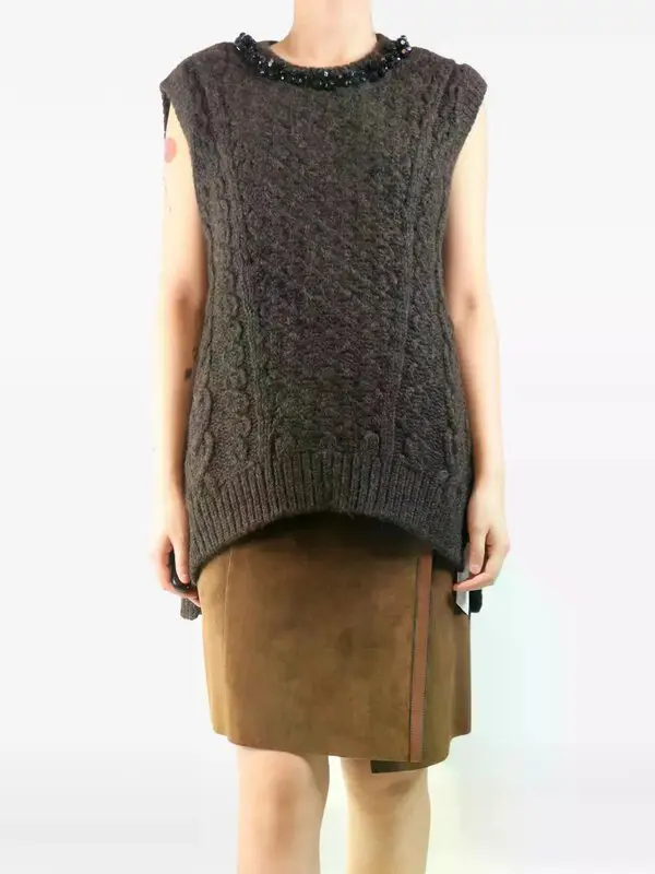 Simone Rocha Beaded Sleeveless Chunky Knit Top