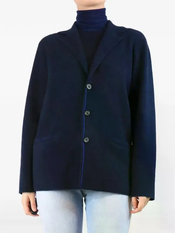 Guest In Residence Notched-lapel Button-front Cardigan - Blue