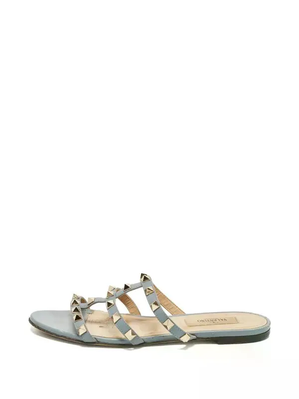 Valentino Garavani Rockstud Embellished Leather Sandals - Blue