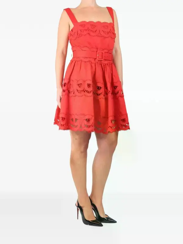 SELF-PORTRAIT Embroidered Belted Mini Dress