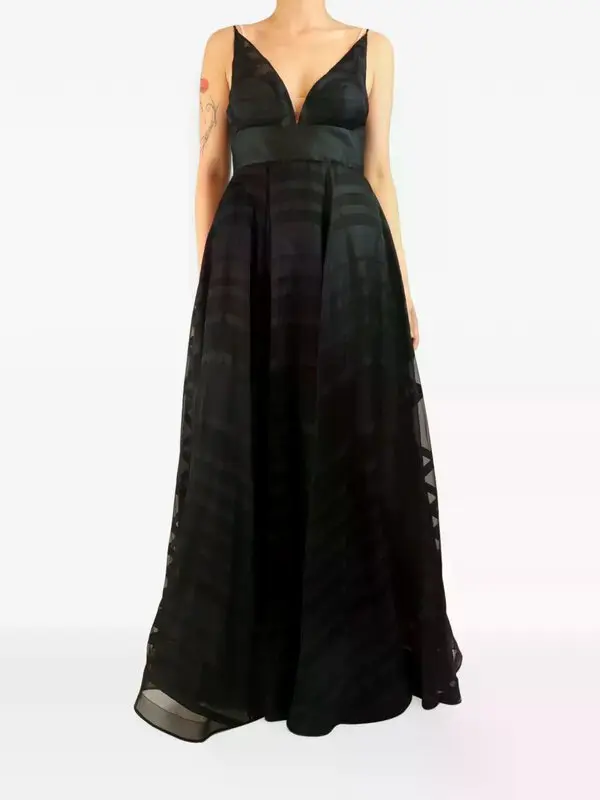 LA MANIA Striped V-neck Maxi Dress