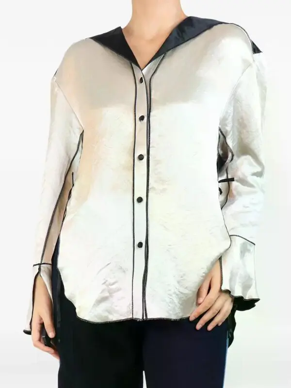 Yuzefi Contrast-trim Buttoned Shirt - Neutrals