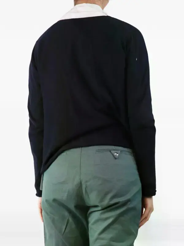 Apuntob Navy Wool And Silk Blend Open Front Cardigan