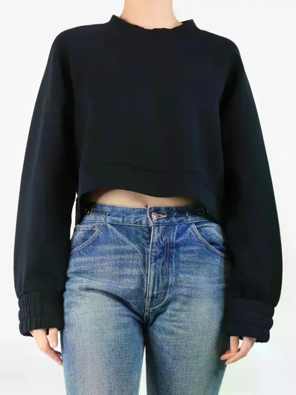 Veronica Beard Cropped Scuba Sweater - Black