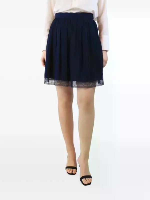 Dior Lace-trimmed Silk Chiffon Mini Skirt - Blue
