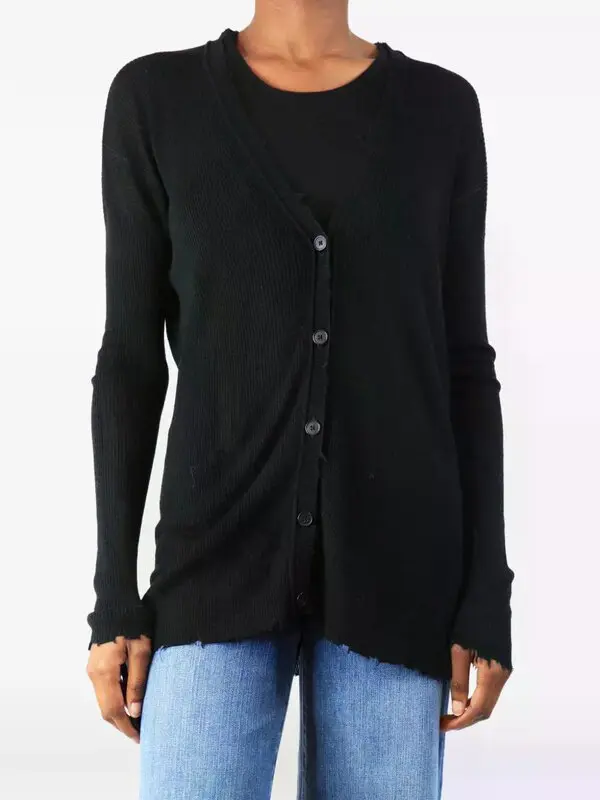 Helmut Lang Distressed Ribbed-knit Cardigan