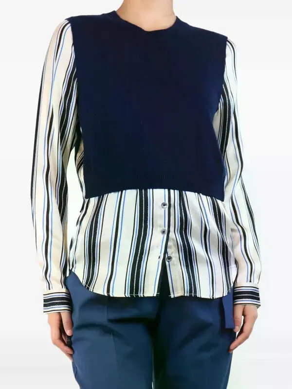 Veronica Beard Layered Striped Silk-sleeve Sweater