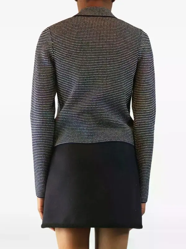 Sandro Navy Blue Cropped Polo-collar Cardigan