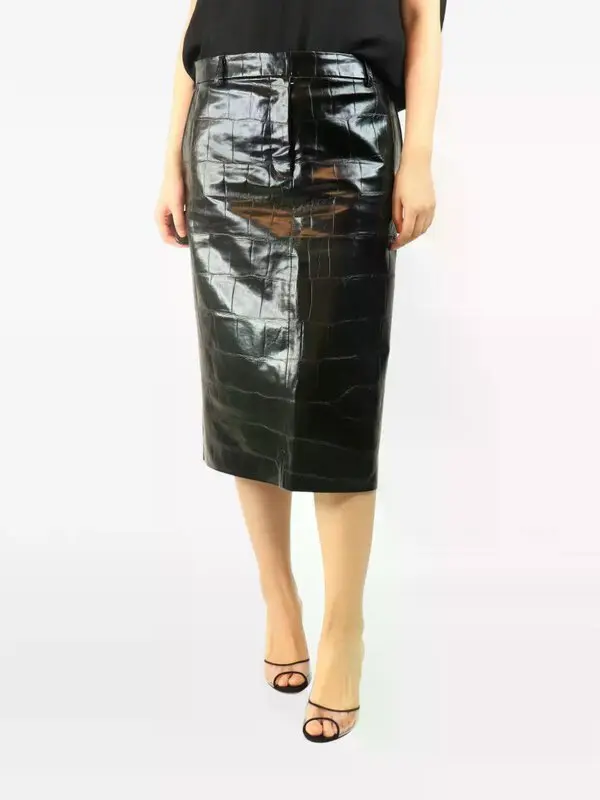 Stella McCartney Croc-embossed Midi Skirt - Black