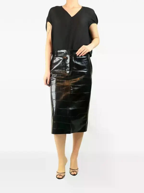 Stella McCartney Croc-embossed Midi Skirt