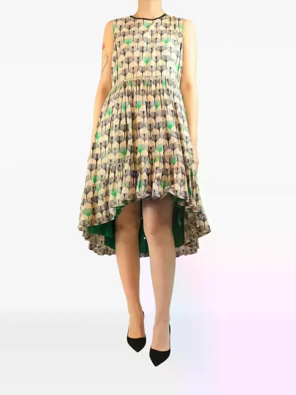 Fendi Sleeveless Floral Print Asymmetric Midi Dress