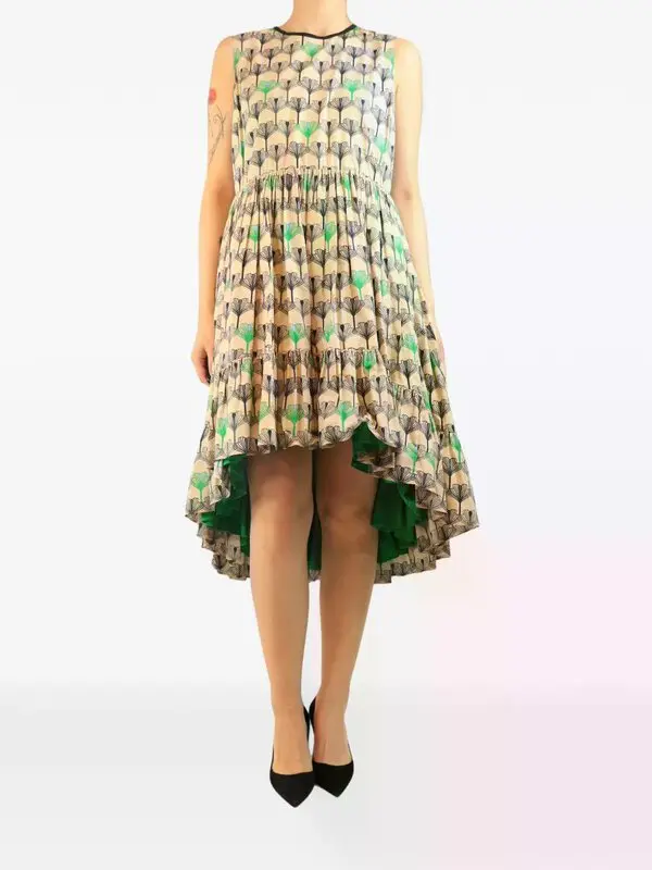 Fendi Sleeveless Floral Print Asymmetric Midi Dress