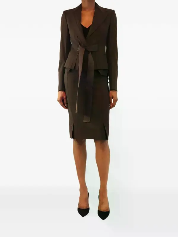 Saint Laurent Belted Skirt Suit - Brown