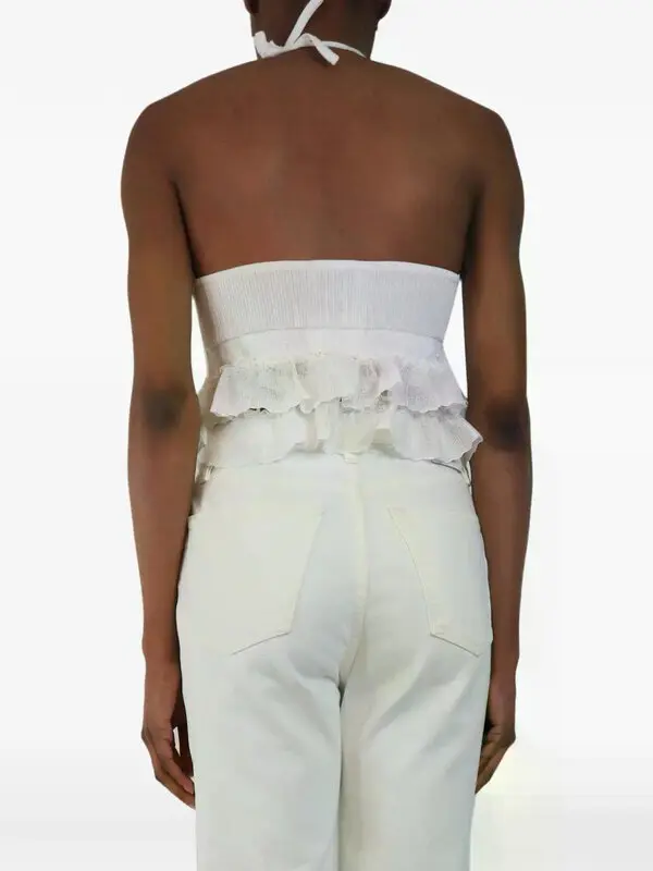 Alaïa Ribbed Ruffled Halter-neck Top