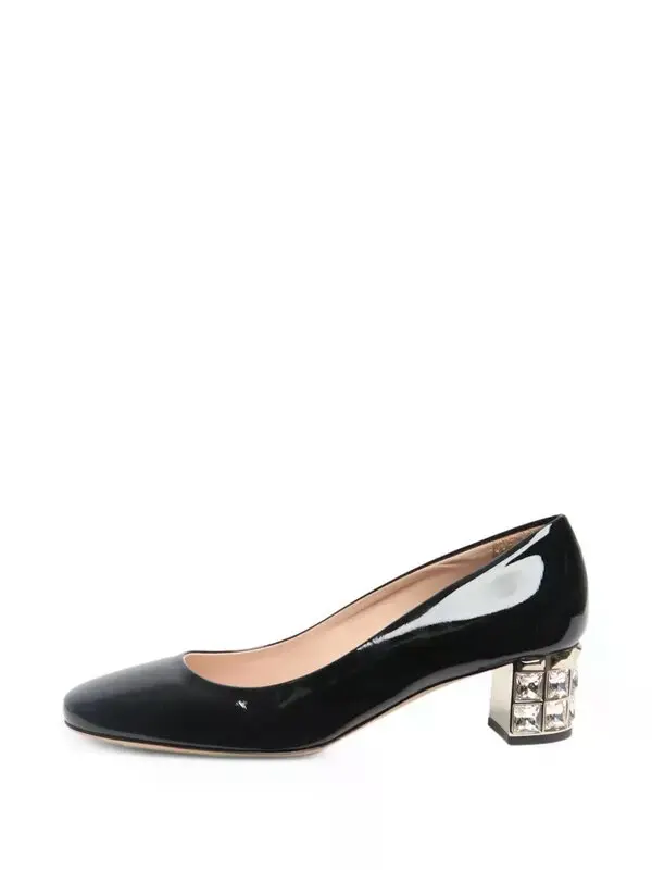 Miu Miu Crystal Embellished Block Heel Pumps