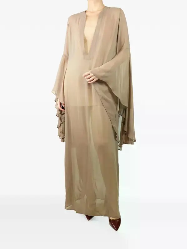 ALEXANDRA MIRO V-neck Bell-sleeve Maxi Dress