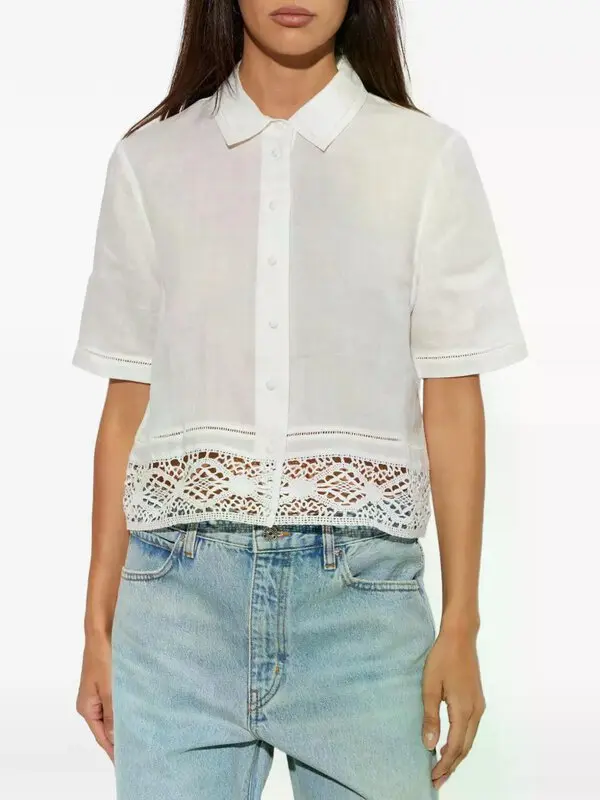 FRAME Heirloom Lace-trim Short-sleeve Shirt