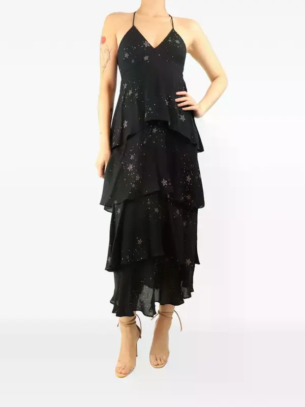 A.L.C. Star Print Tiered Slip Midi Dress