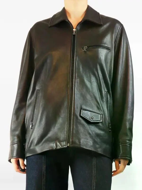 Nour Hammour Lambskin Zip-up Leather Jacket - Black