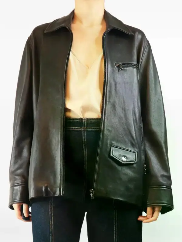Nour Hammour Lambskin Zip-up Leather Jacket
