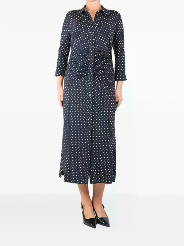 Altuzarra Ruched Polka-dot Midi Dress - Blue