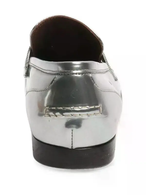 Brunello Cucinelli Metallic-effect Leather Loafers With Chain Strap