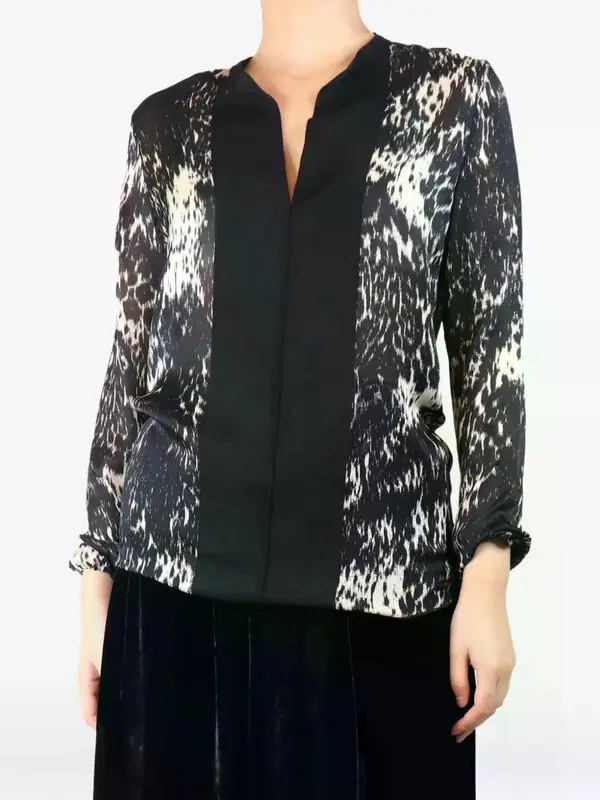 LANVIN Printed V-neck Silk Blouse