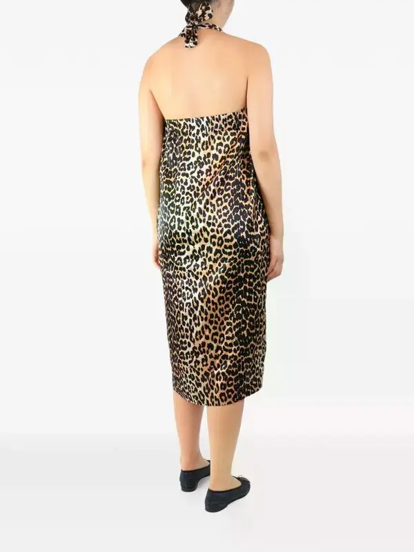 GANNI Leopard-print Halterneck Midi Dress
