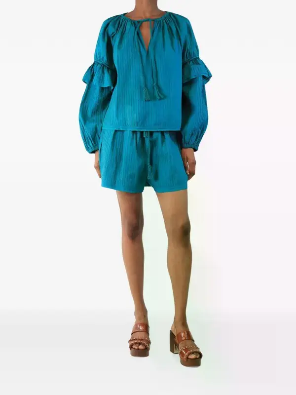 Ulla Johnson Ruffle-trim Puff-sleeve Shorts Set