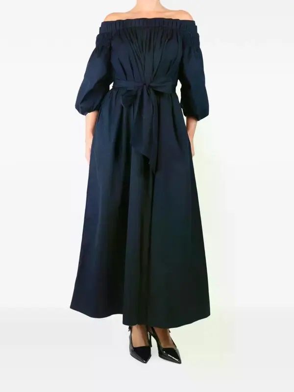 Gabriela Hearst Navy Cotton Off-shoulder Maxi Dress - Blue