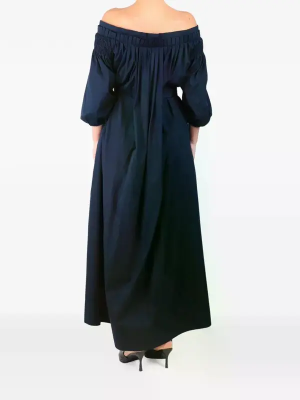 Gabriela Hearst Navy Cotton Off-shoulder Maxi Dress